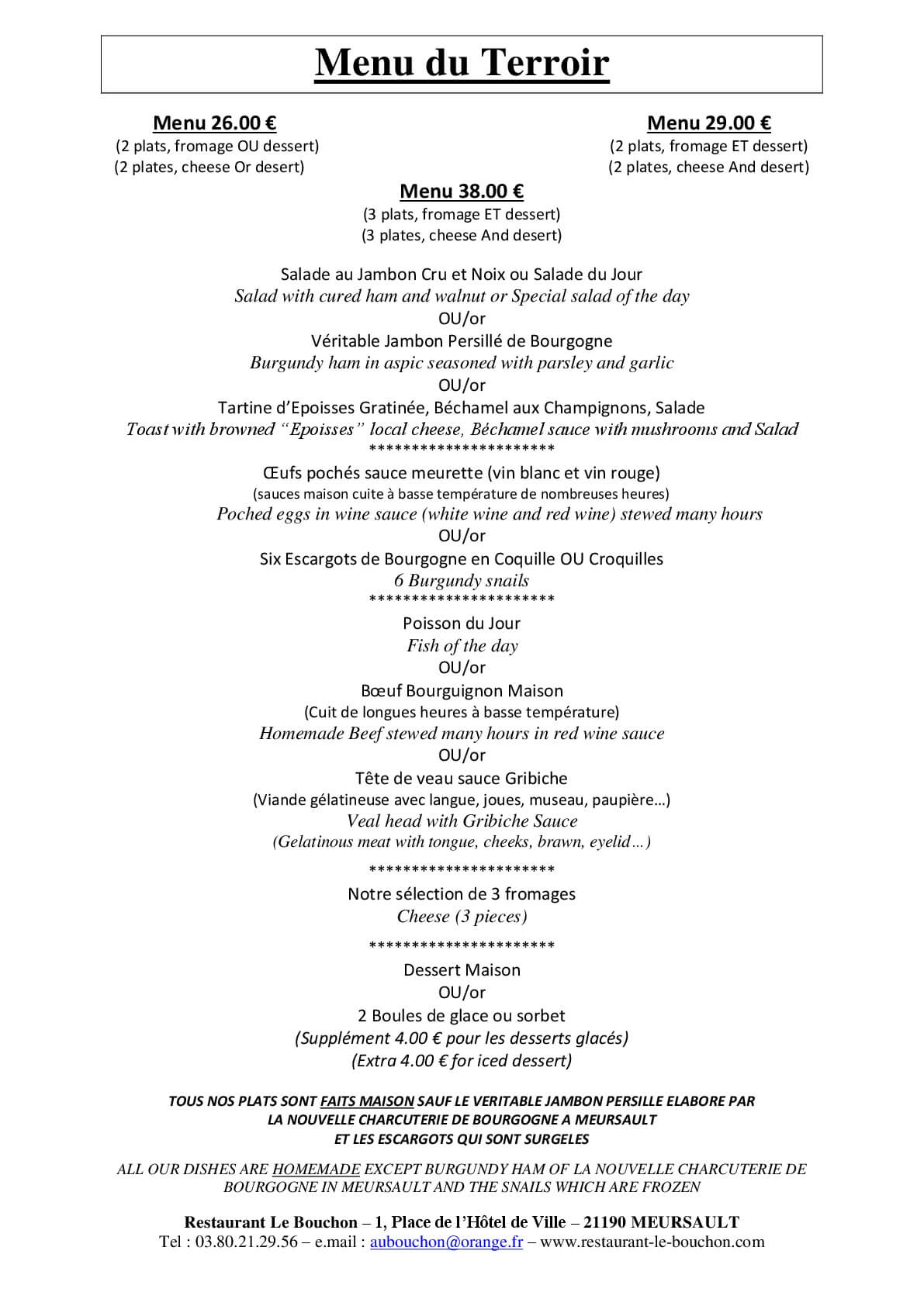 Accueil - Restaurant le Bouchon